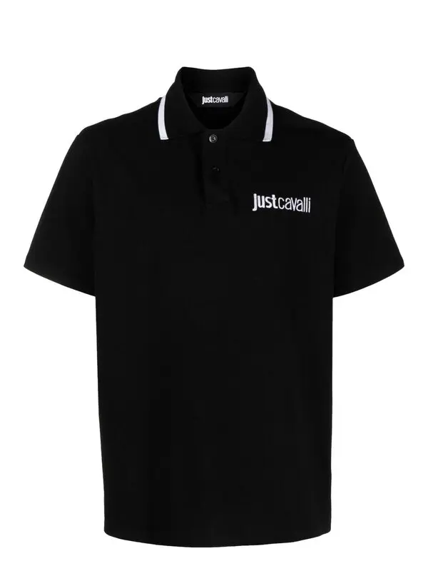 Just Cavalli Logo-embroidered Piqué Polo Shirt - Black