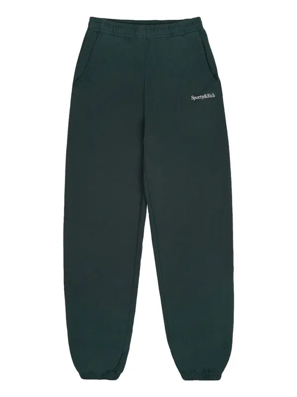 SPORTY & RICH Serif Logo Cotton Track Pants - Green