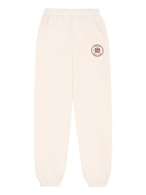 SPORTY & RICH Bristol Crest Cotton Track Pants - Neutrals