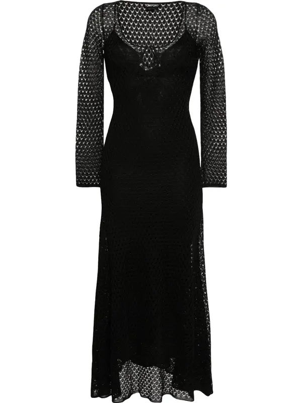 TOM FORD Crochet-knit Maxi Dress - Black