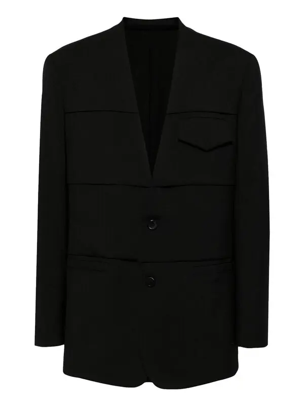 SONGZIO Plated Collarless Blazer - Black