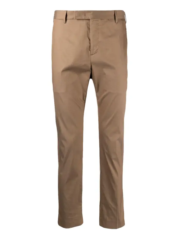 PT TORINO Cropped Slim-fit Chinos - Brown