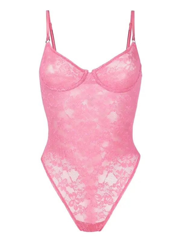 Fleur Du Mal Le Stretch Lace Bodysuit - Pink