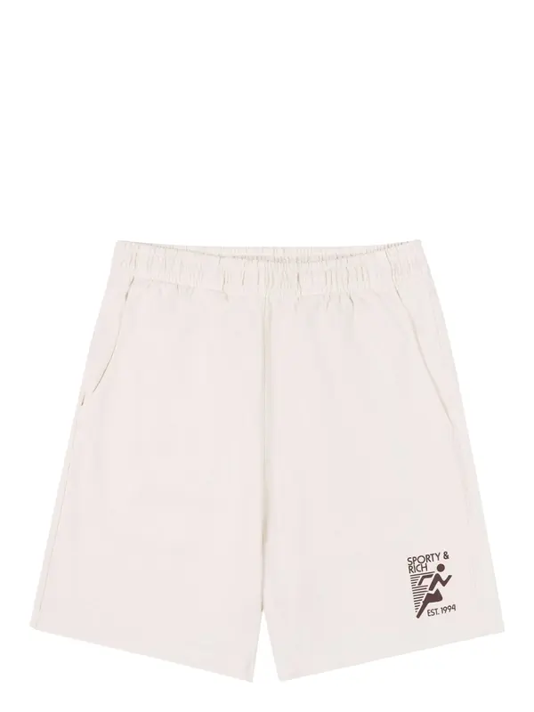 SPORTY & RICH Olympic Gym Cotton Track Shorts - Neutrals