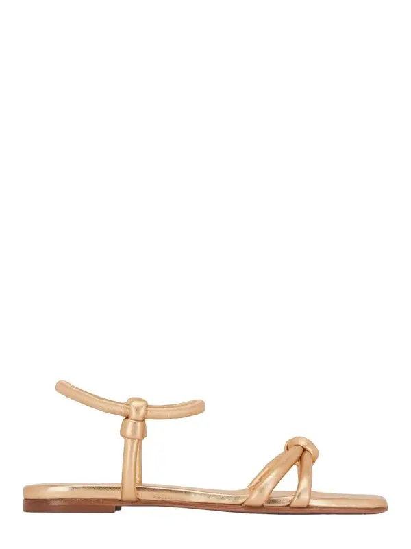 GIANVITO ROSSI Knot-detail Flat Leather Sandals - Gold