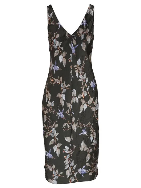 Vince Floral-print Satin Midi Dress - Blue