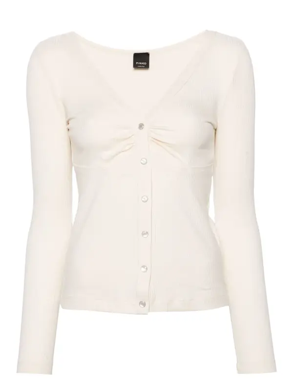 Pinko Cut-out Ribbed Top - White