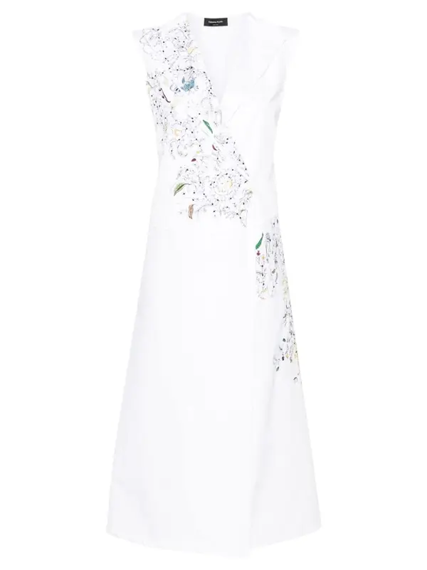 Fabiana Filippi Embroidered Cotton Wrap Dress - White