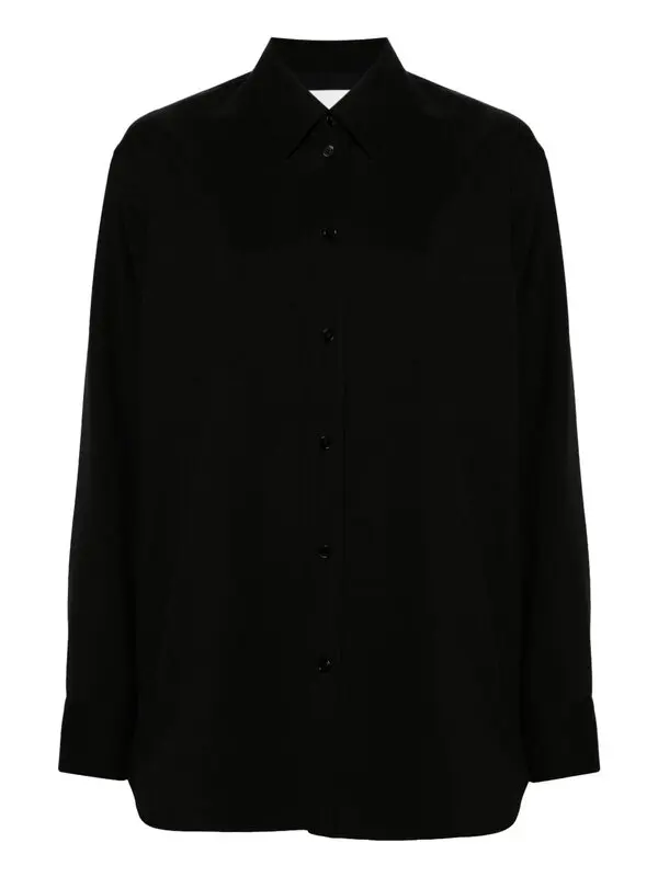 JIL SANDER Long-sleeve Wool Shirt - Black
