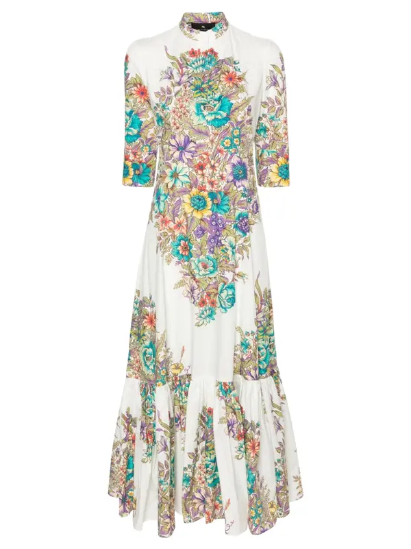 Etro Floral-print Cotton Maxi Dress - White