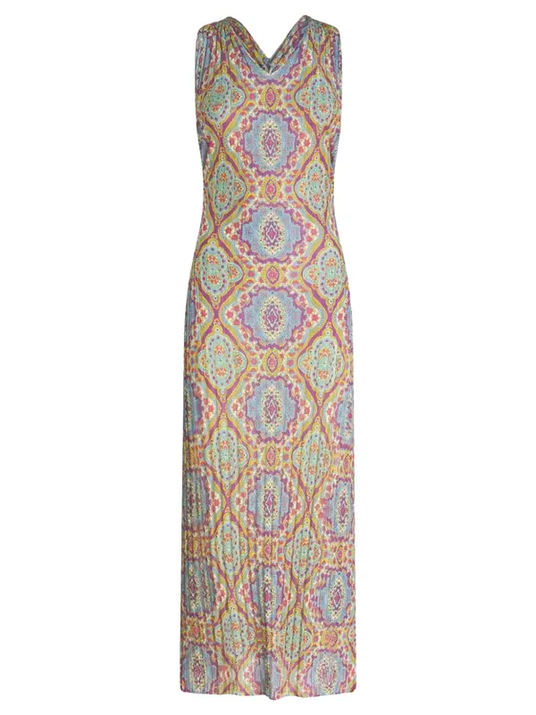 Etro Medallion-print Pleated Midi-dress - Blue
