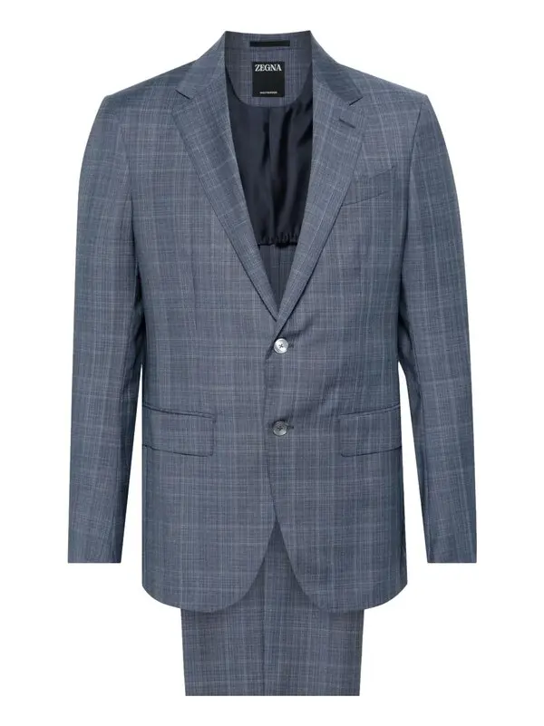 Zegna Checked Single-breasted Suit - Blue