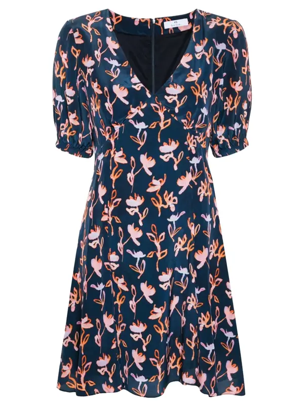 Paul Smith Abstract-print Mini Dress - Blue