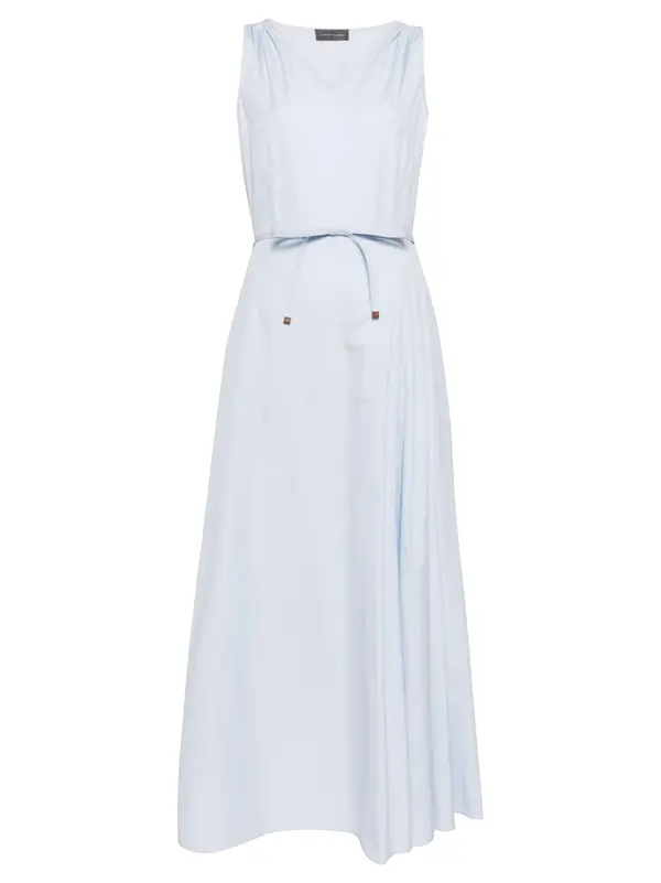 Lorena Antoniazzi Tied-waist Cotton Midi Dress - Blue