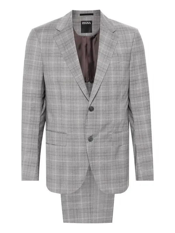 Zegna Checked Single-breasted Suit - Grey