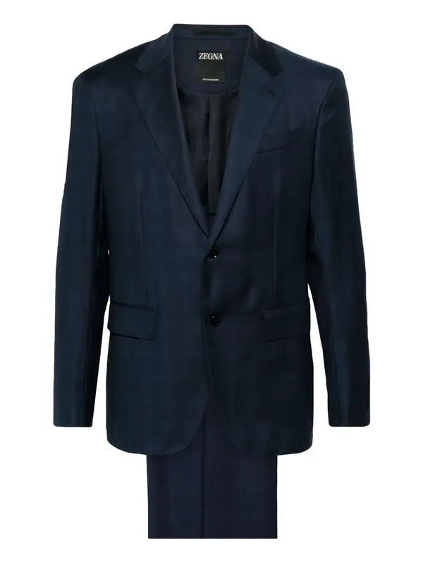 Zegna Checked Single-breasted Suit - Blue