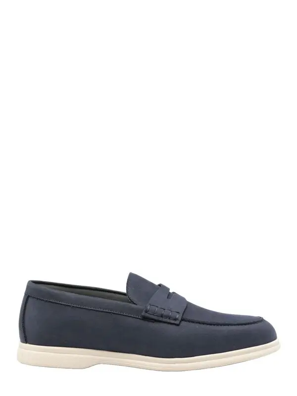 Corneliani Penny Leather Loafers - Blue