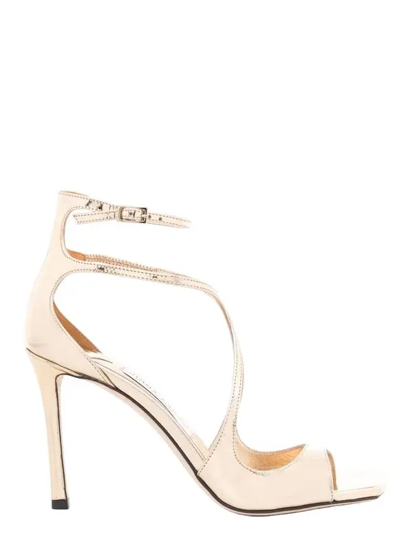 JIMMY CHOO Azia 95mm Leather Metallic Sandals - Gold