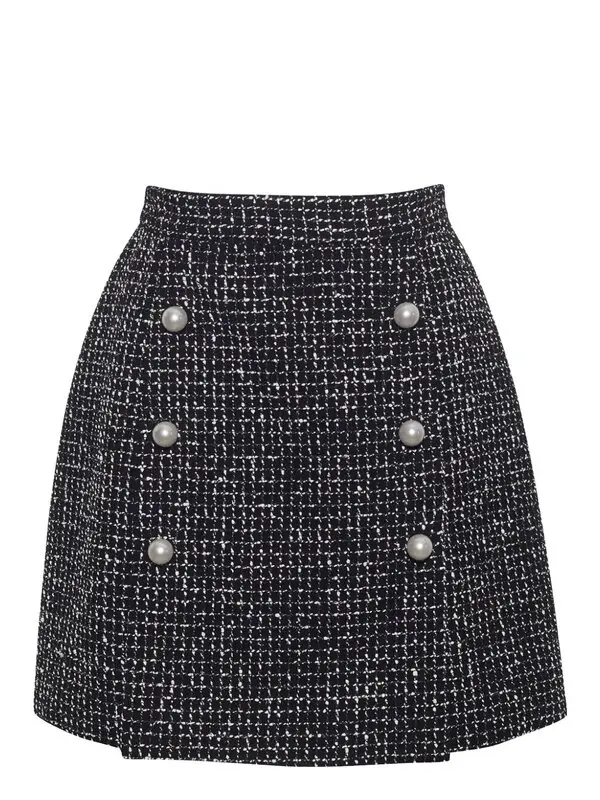 Adam Lippes Double-breasted Tweed Skirt - Black