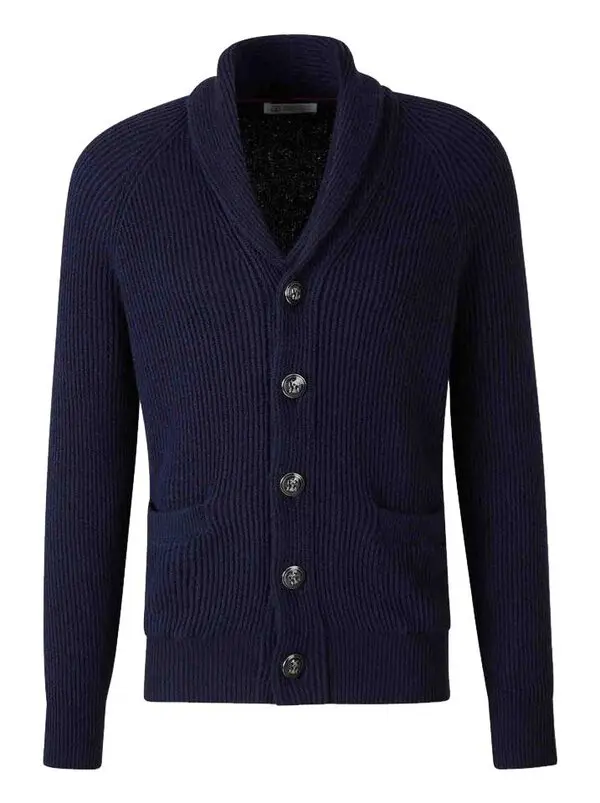 Brunello Cucinelli Cotton Knit Cardigan - Navy Blue