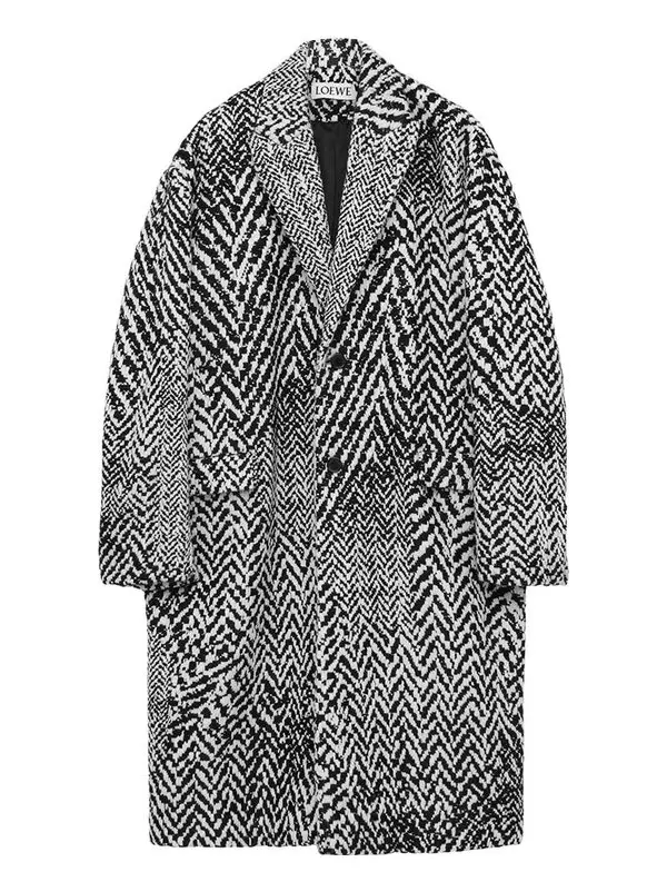 Loewe Single-breasted Chevron Coat - Black And White