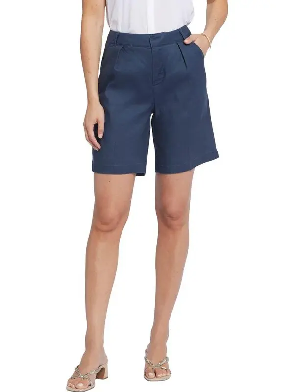 NYDJ Relaxed Linen Blend Shorts - Oxford Navy