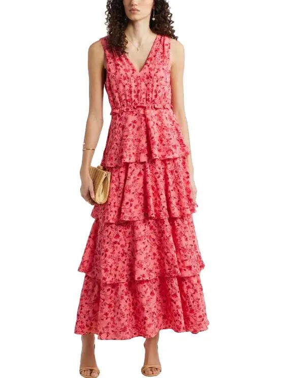 Chelsea28 Floral Tiered Maxi Dress - Coral Kate Floral