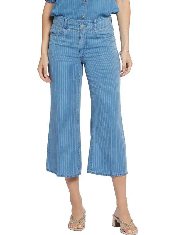 NYDJ Brigitte Stripe High Waist Capri Jeans - Light Marine