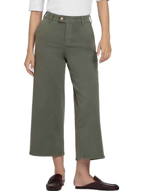 NYDJ Mona High-waist Ankle Wide-leg Trousers - Desert Green