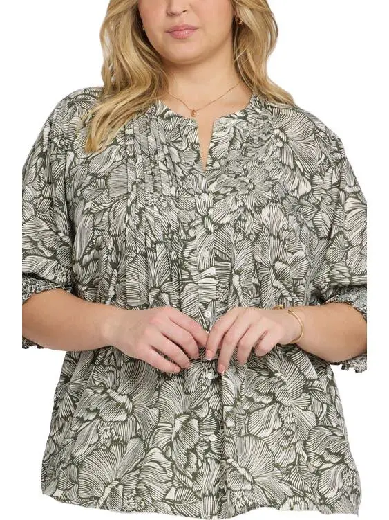NYDJ Printed Peasant Top - Leafy Rose