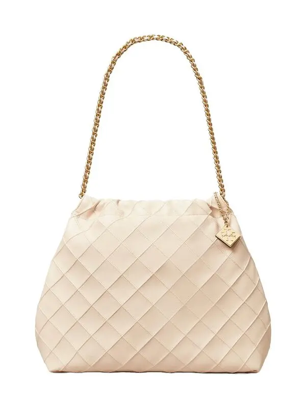 Tory Burch Fleming Soft Quilted Leather Hobo Bag - New Cream