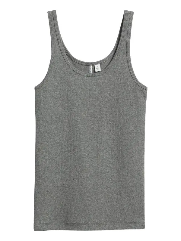 Nordstrom Ribbed Pima Cotton Tank - Grey Dark Heather