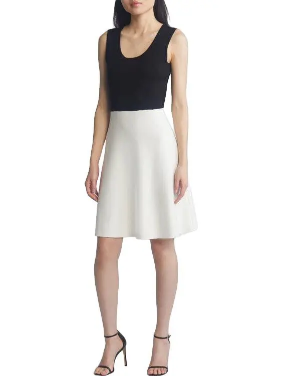 TAHARI ASL Color Block Sweater Dress - Ivory Black