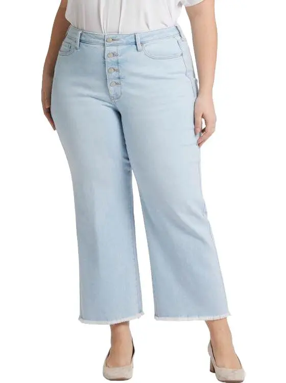 NYDJ Teresa Exposed Button High Waist Ankle Wide Leg Jeans - Oceanfront