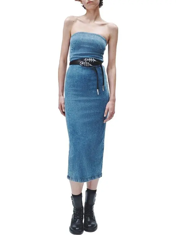 Rag & Bone Jasmine Strapless Denim Midi Dress - Elle