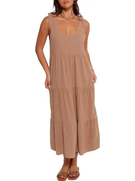 PETAL & PUP Marcy Linen Midi Dress - Mocha