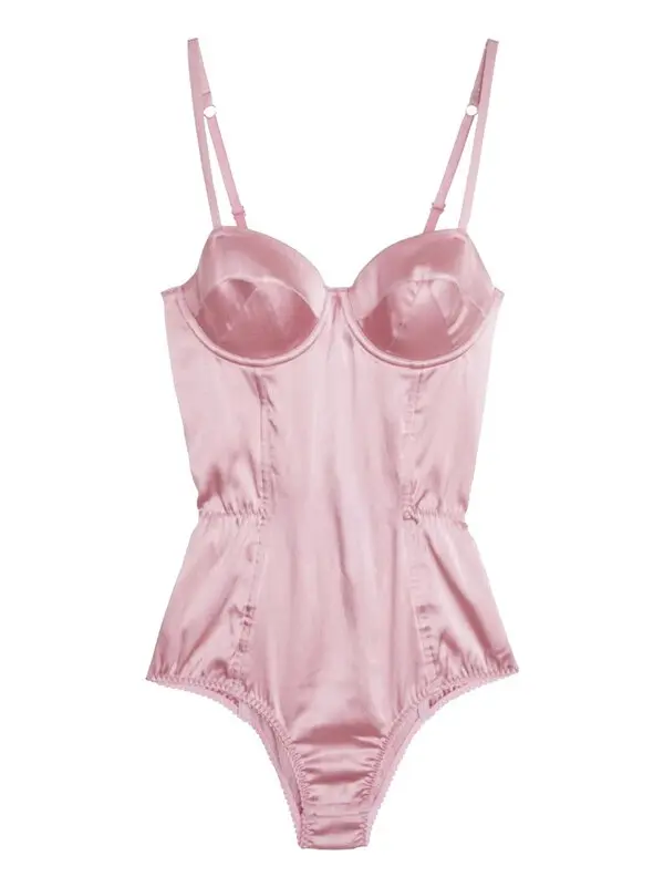 FLEUR DU MAL Satin Bullet Bodysuit - Rose Pink
