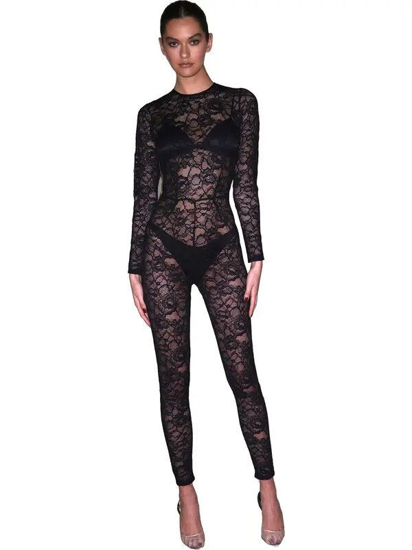 Fleur Du Mal Lace Catsuit - Black