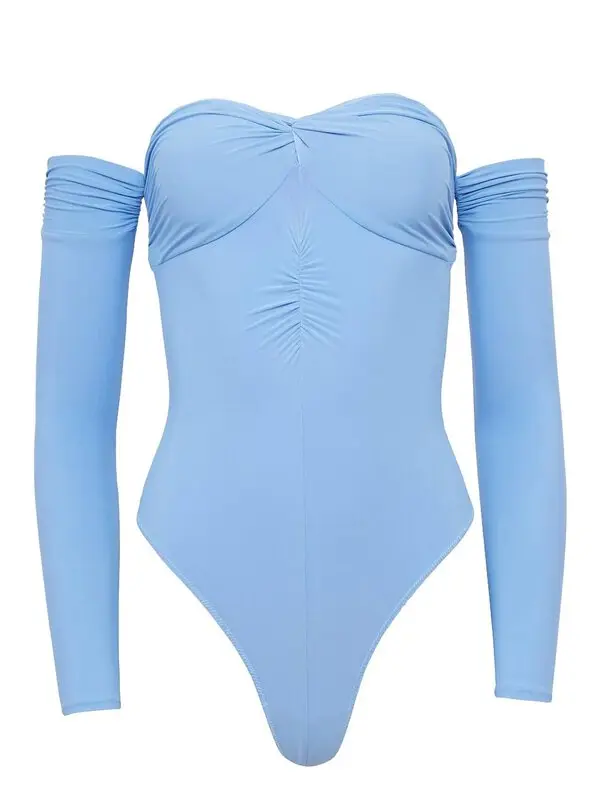 Fleur Du Mal Jersey Ruched Bodysuit - Astrid Blue