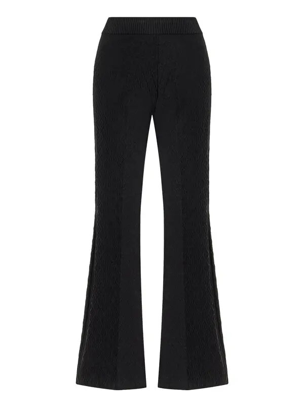 HIGH SPORT Kickit Flared Diamond-jacquard Knit Pants - Black
