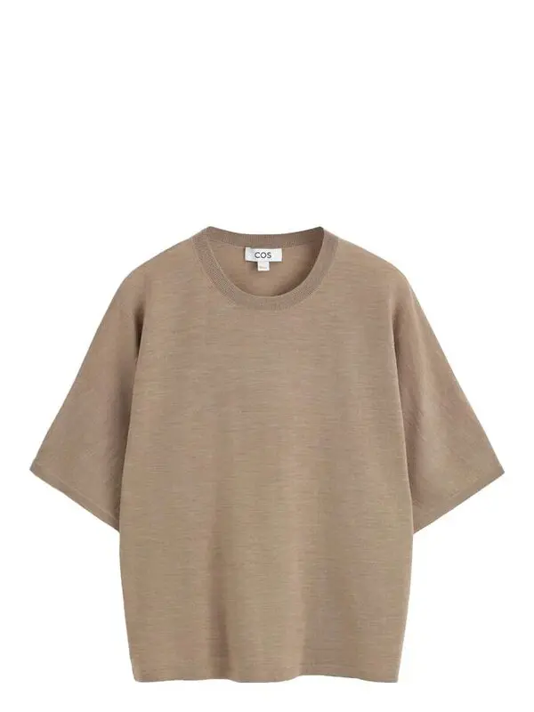 Cos Knitted Merino Wool T-shirt - Brown