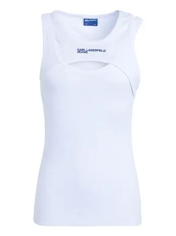 Karl Lagerfeld Layered Ribbed Tank Top - White
