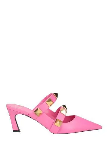 Valentino Garavani Mules & Clogs Leather With Appliqués - Pink