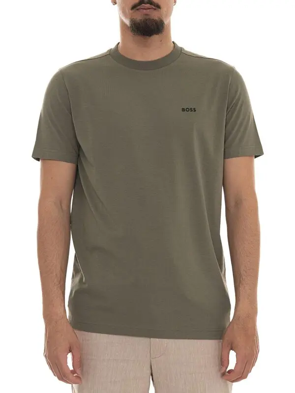 BOSS Cotton T-shirt With Logo - Grass Green