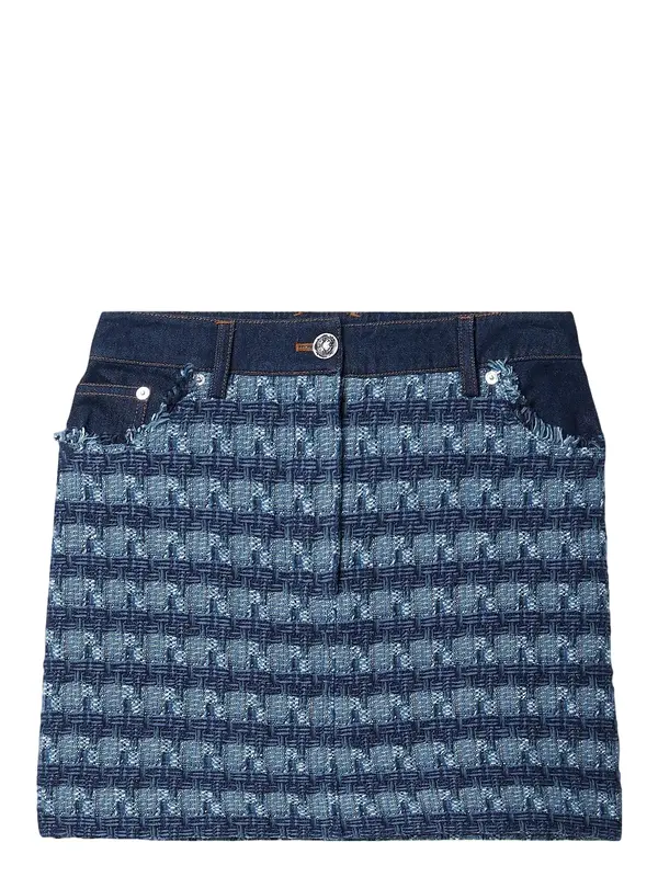 Veronica Beard Trufino Cotton-blend Tweed And Denim Mini Skirt - Blue