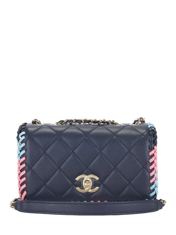 Chanel Matelasse Turnlock Chain Shoulder Bag - Navy