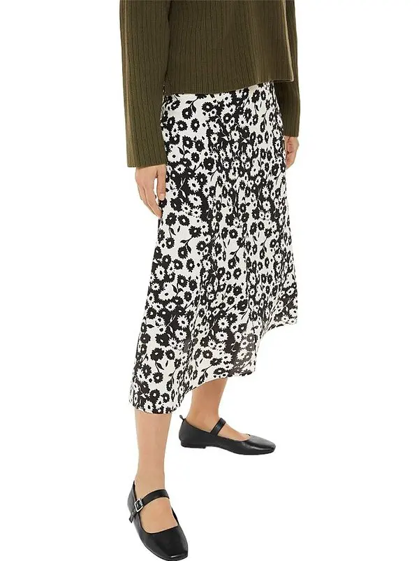 Whistles Riley Floral Print Skirt - Black And White