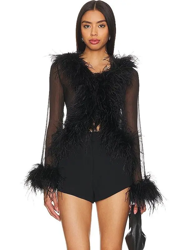 BUBISH Gigi Feather Blouse - Black