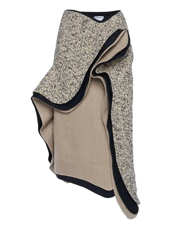 Bottega Veneta Layered Cotton-blend Midi Skirt - Neutral