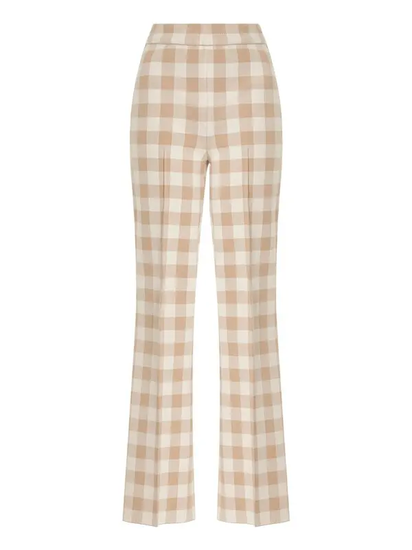 HIGH SPORT Kick Gingham Knit Cropped Flare Pants - Neutral